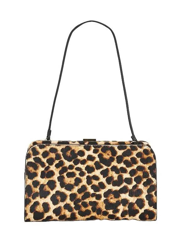 LOEFFLER RANDALL Brushed Hair Calf Clutch In Brown - Leopard