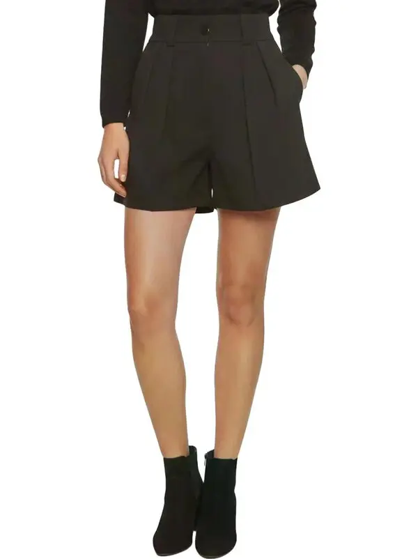Miu Miu Pleated Wool Shorts - Black