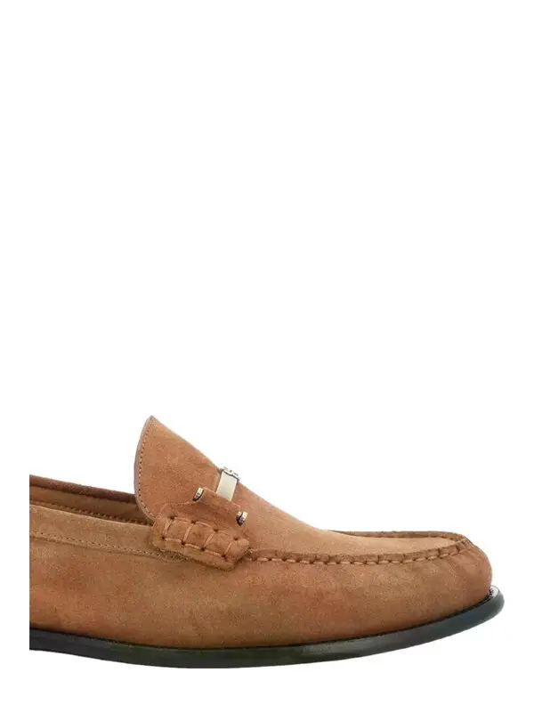 BOSS Suede Logo-plaque Loafers - Brown