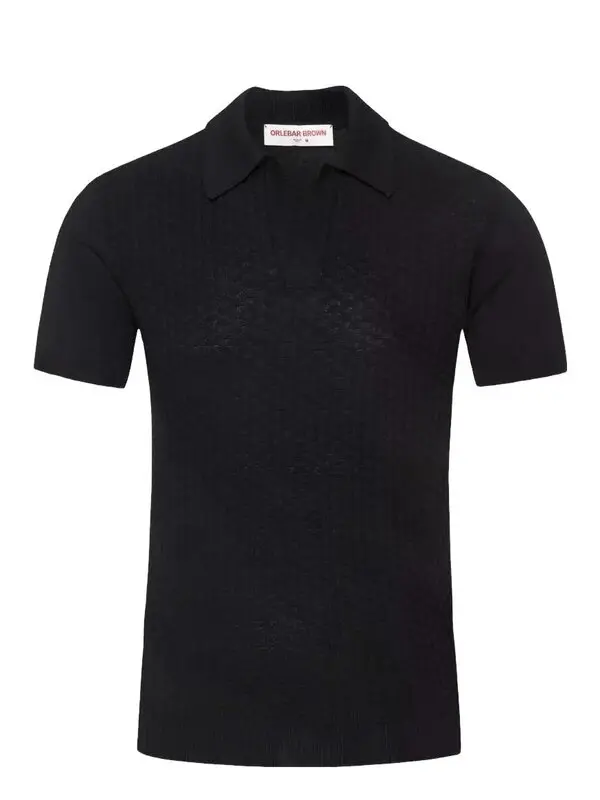 Orlebar Brown Horton Tile Knitted Polo Shirt - Black