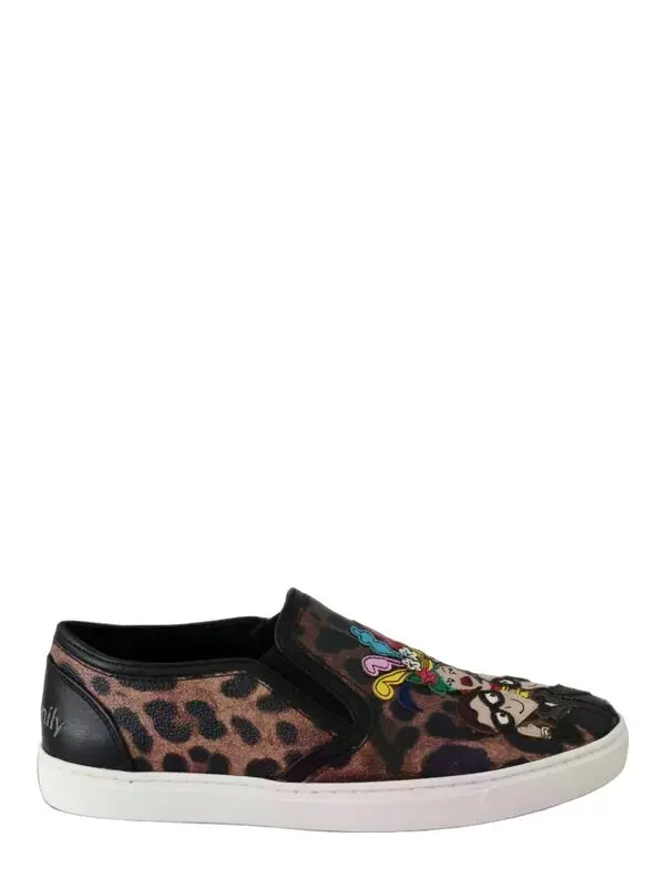 Dolce & Gabbana Leopard-print Cartoon-appliqué Sneakers - Brown