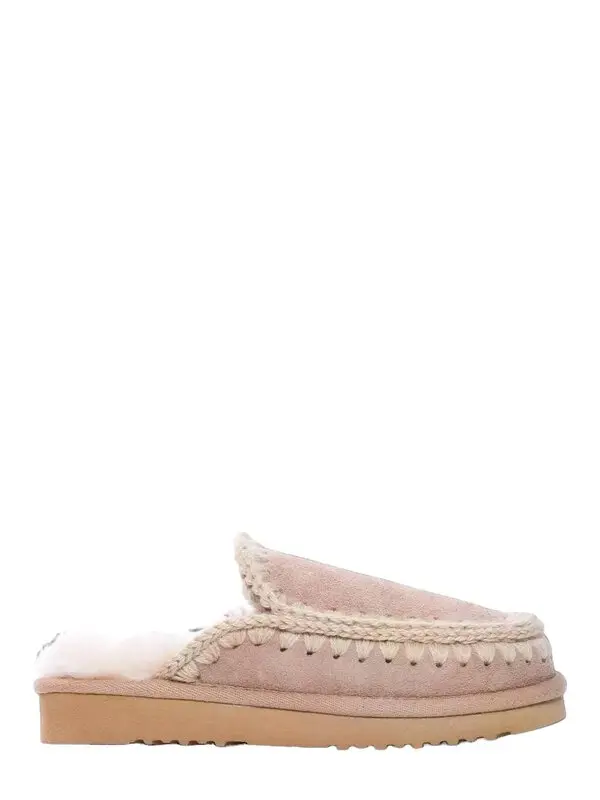 Mou Eskimo Crochet-trim Slip-on Slippers - Neutrals