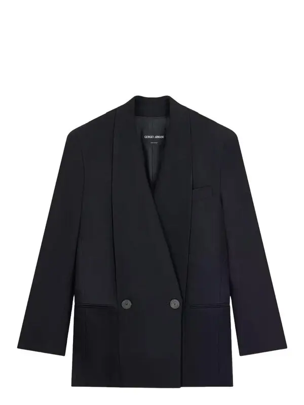 Giorgio Armani Pleated-back Double-breasted Blazer - Black