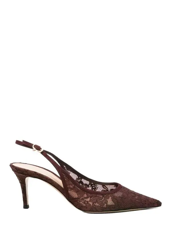 GIANVITO ROSSI Claudia Sling 70 Lace-panelling Heeled Pumps - Brown