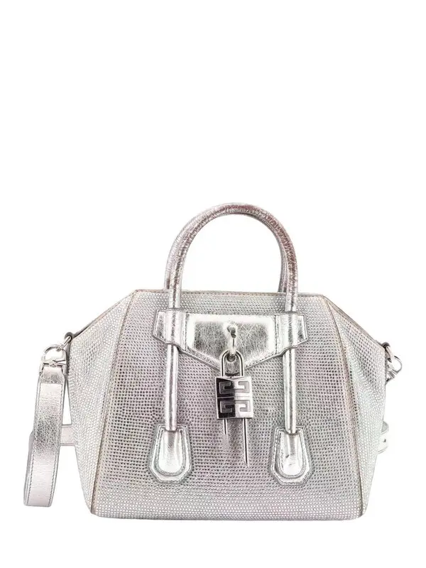 Givenchy Antigona Lock Bag Crystal Embellished Satin Mini Satchel - Metallic