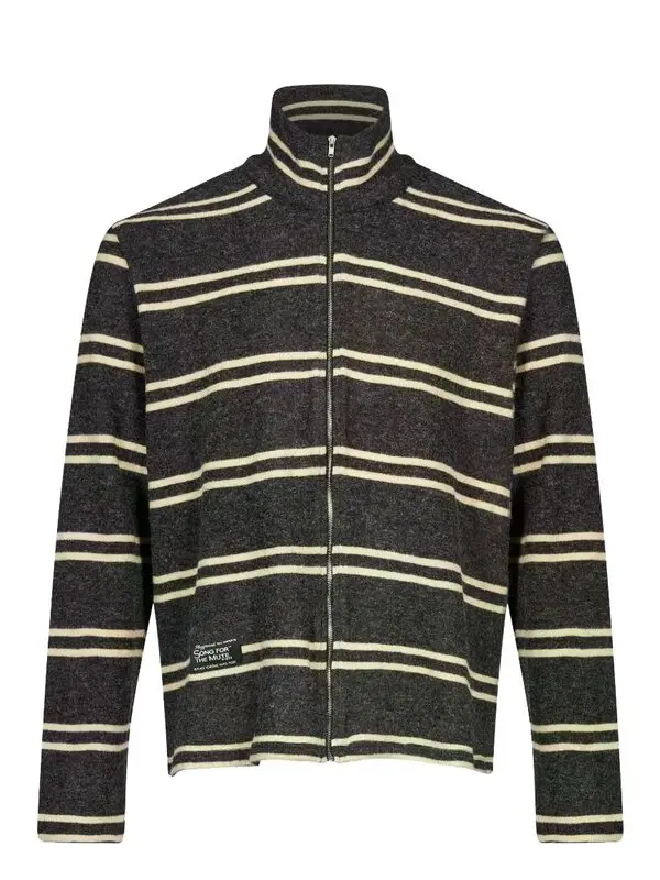 SONG FOR THE MUTE Striped Zip-up Cardigan - Grey