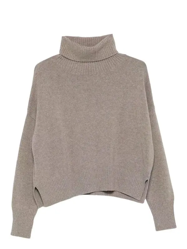 MA'RY'YA Roll-neck Side-slit Sweater - Neutrals