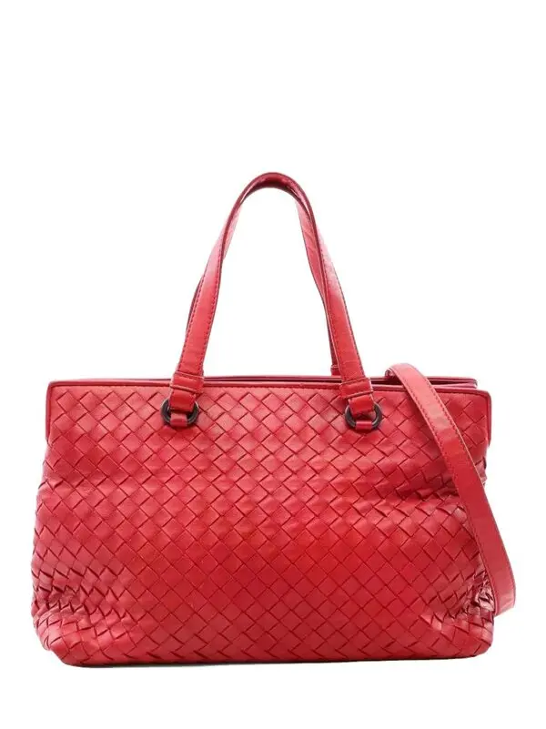 Bottega Veneta 2000s Intrecciato 2-way Leather Tote Bag - Red