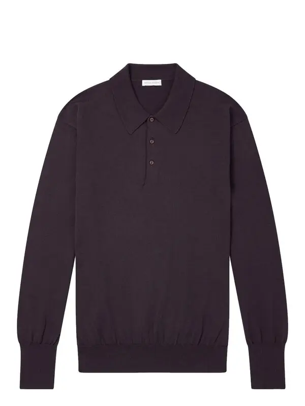 KAPTAIN SUNSHINE Wool And Cotton-blend Polo Shirt - Brown
