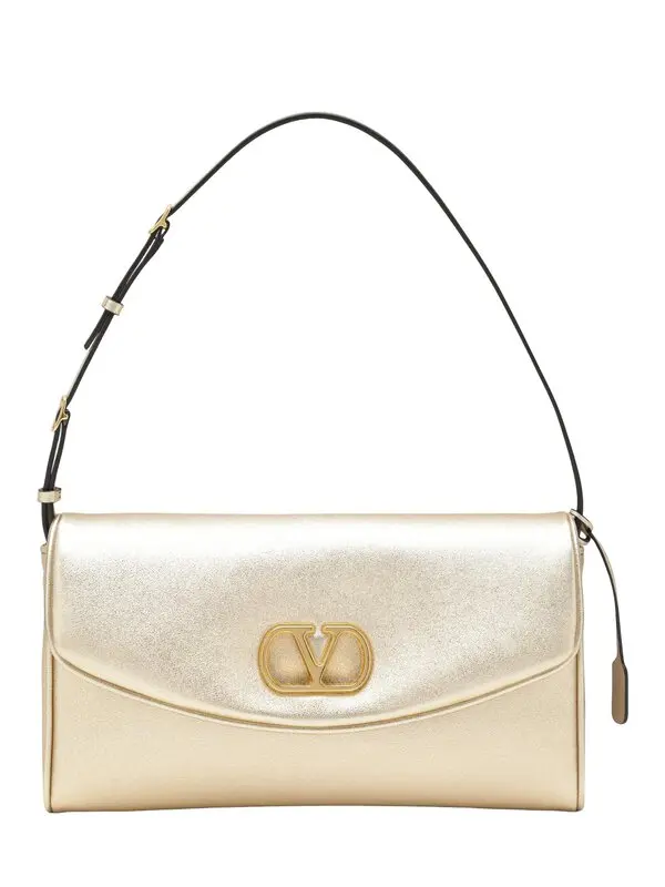 Valentino Garavani Gold-tone Vlogo Signature Bag With Metallic Finish - Silver