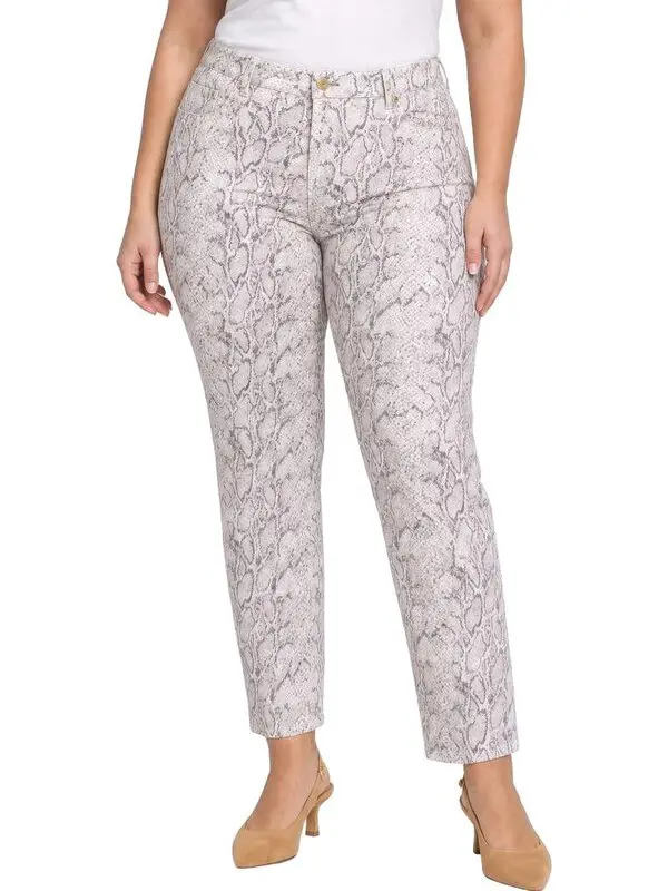 NYDJ Marilyn High Waist Ankle Straight Leg Jeans - Python Bleached