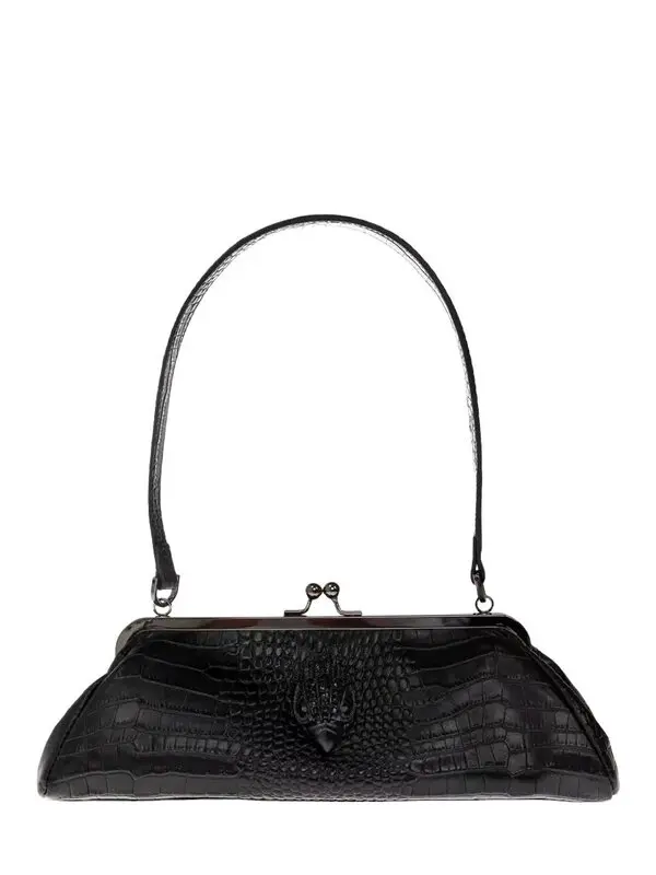 Kurt Geiger Kensington Croc-effect Leather Shoulder Bag - Black