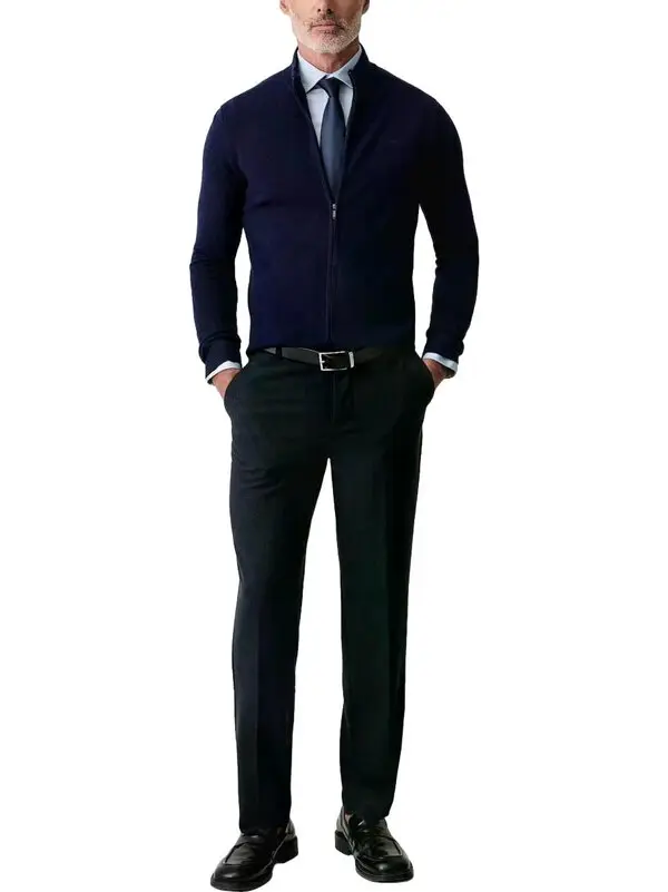 TRUSSARDI Zip-up Textured-knit Cardigan - Blue