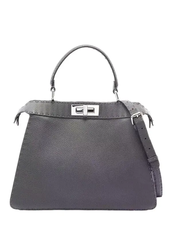 Fendi 2000-2010 Medium Calfskin Selleria Peekaboo Iseeu Satchel - Grey