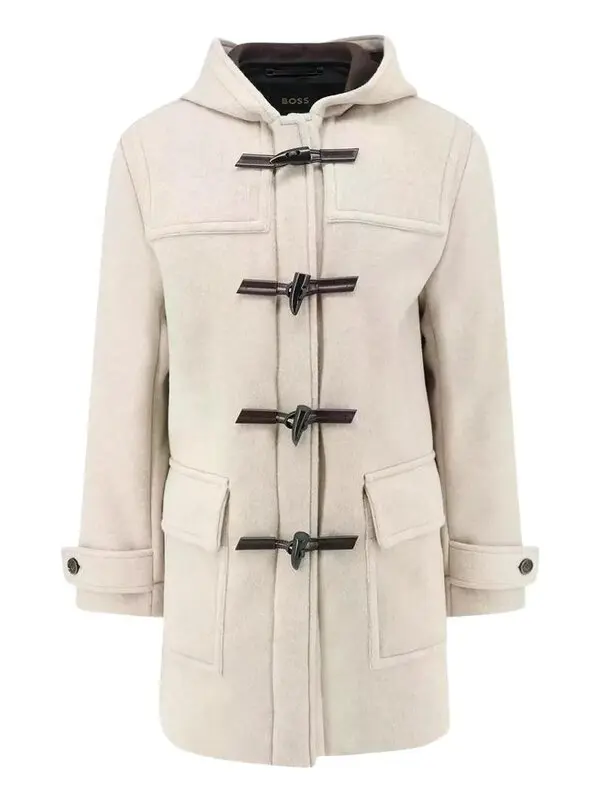 BOSS Toggle-fastening Hooded Duffle Coat - Neutrals