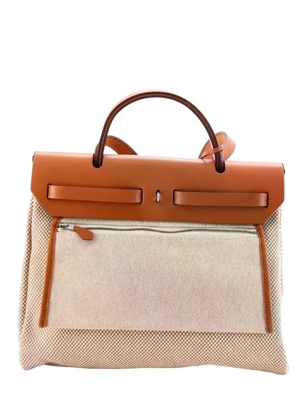 Hermès Herbag Zip Criss Viking Toile And Leather 31 Shoulder Bag - Neutrals