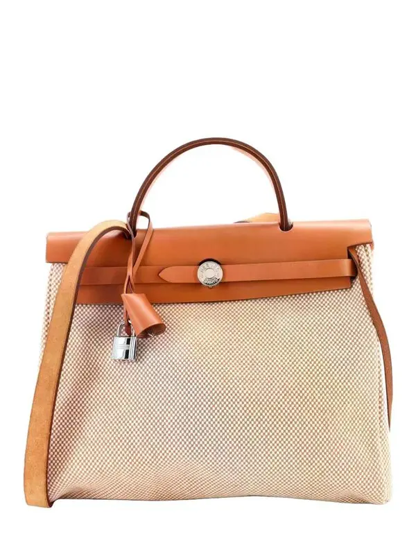 Hermès Herbag Zip Criss Viking Toile And Leather 31 Shoulder Bag - Neutrals