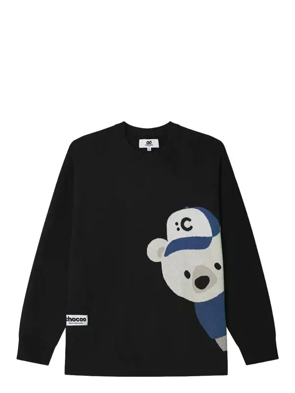 CHOCOOLATE Graphic-design Crew-neck Sweater - Black