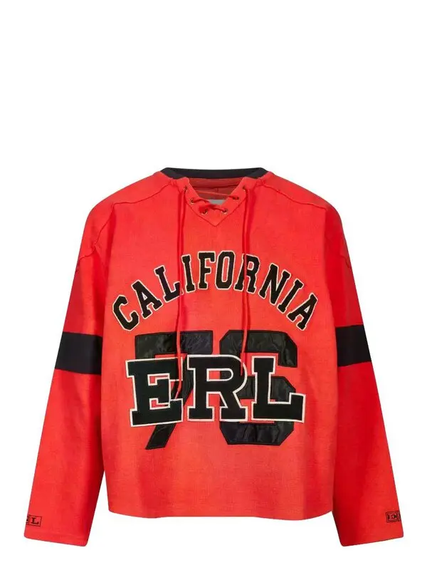 ERL California Lace-up Logo-patch Sweater - Red