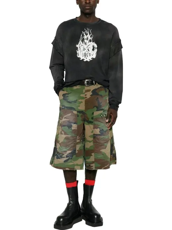 THUG CLUB Graphic-print Layered-sleeve Sweatshirt - Black
