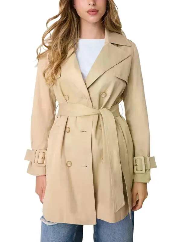 Guess Double-collar Double-breasted Trench Coat - Neutrals