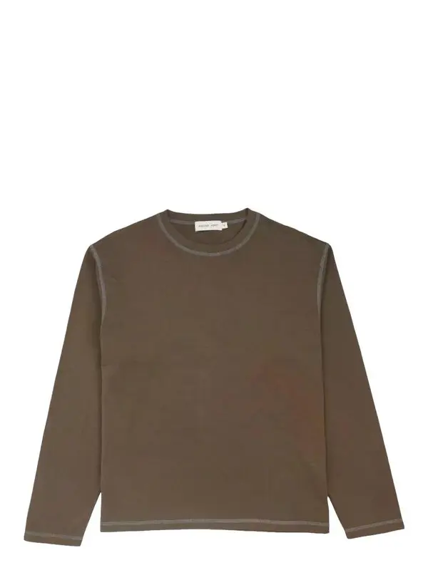 ANOTHER ASPECT Another 3.0 Contrast-stitch Long-sleeve T-shirt - Brown