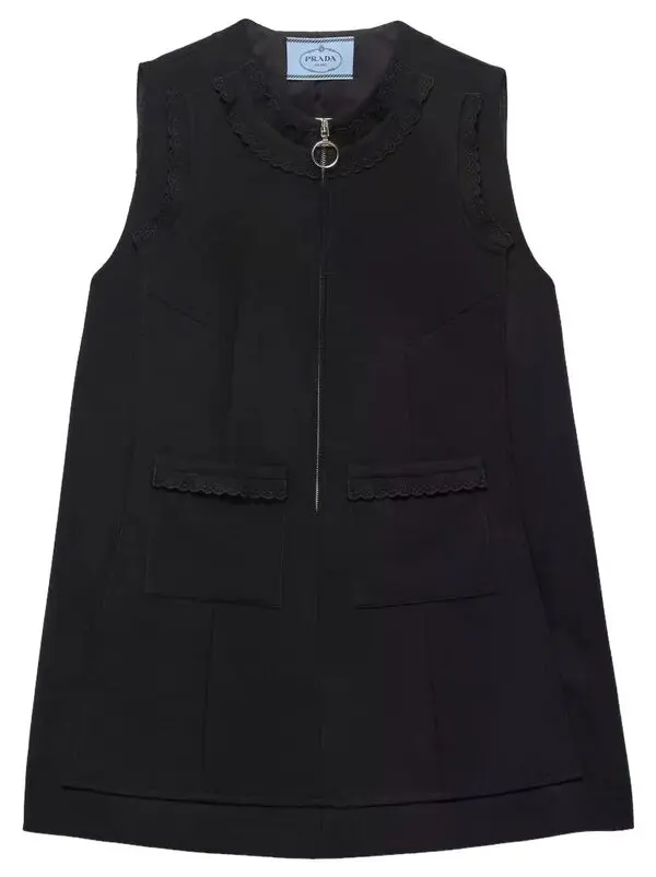 Prada Embroidered Natté Fabric Mini-dress - Black