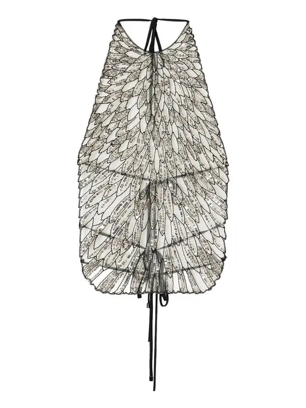 Attico Tie-detailed Sequin-embellished Tulle Tank - Silver