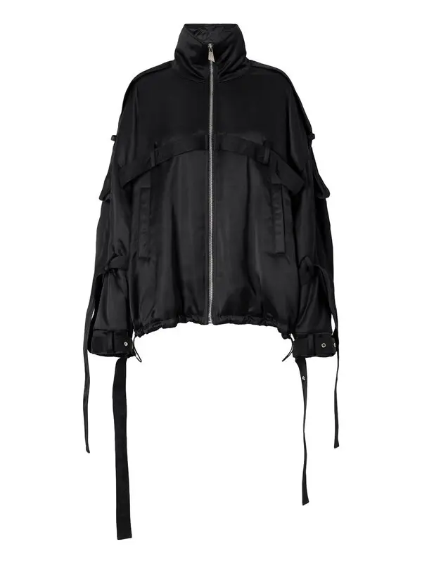 Attico Deconstructed Satin Bomber Jacket - Black
