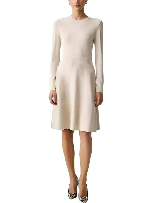 Armani Exchange Fine-knit Long-sleeve Midi Dress - Neutrals