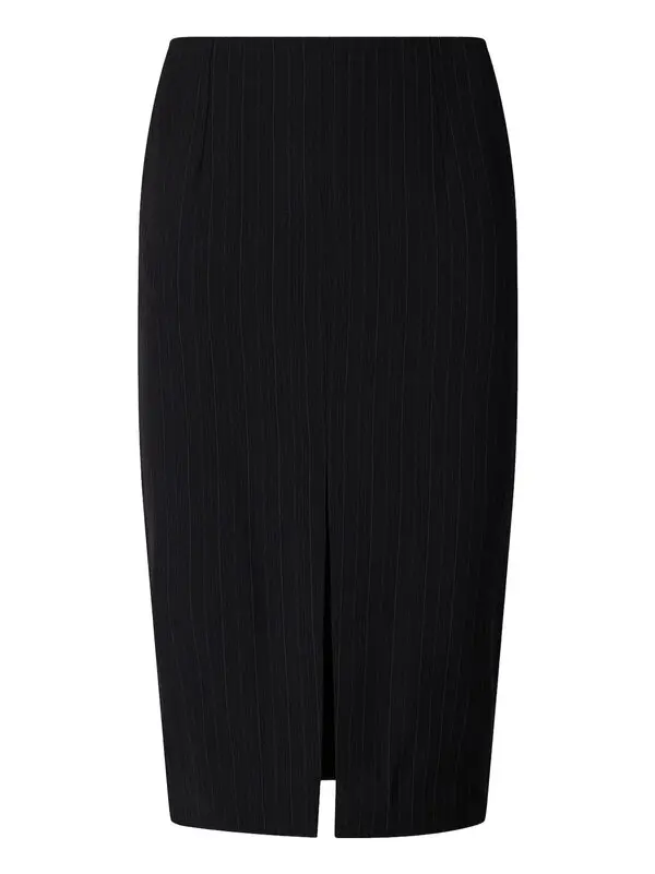 Saint Laurent Pinstriped Wool-blend Knee-length Skirt - Black