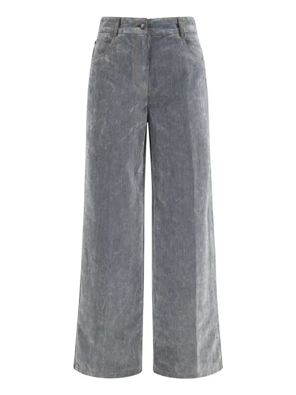 FORTE_FORTE Flocked Wide-leg Jeans - Grey