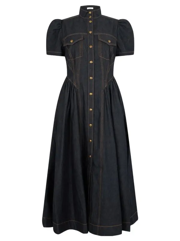 Zimmermann Corset Denim Midi Dress - Black