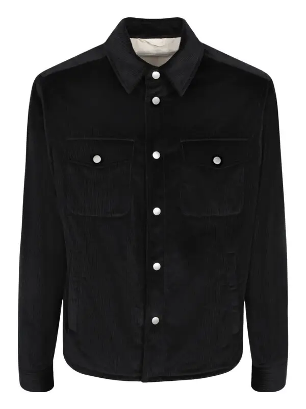 LARDINI Long Sleeved Snapped Corduroy Overshirt - Black
