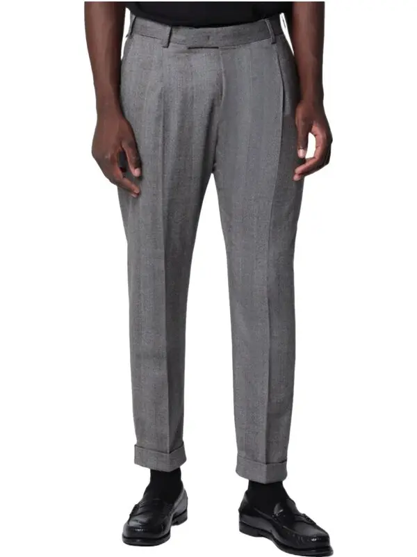 PT TORINO Pleated Cuffed Pants - Grey