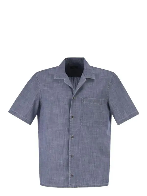 Peserico Lightweight Denim Short-sleeve Shirt - Blue