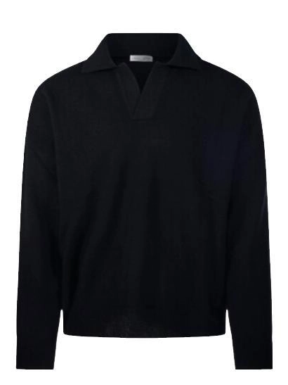 ROBERTO COLLINA Skipper Collar Knitted Sweater - Navy