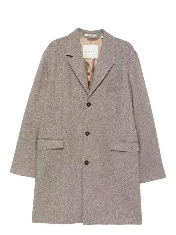 Gant Single-breasted Wool-blend Coat - Neutrals