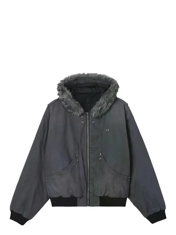 FIVE CM Faux-fur Trim Hooded Jacket - Grey