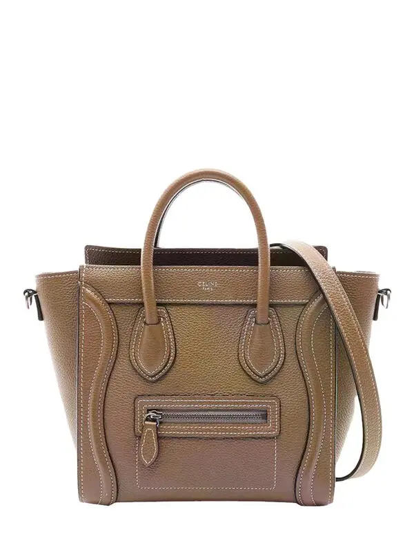 Celine 2010-2026 Nano Leather Luggage Tote Satchel - Brown