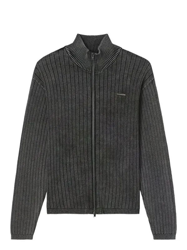 Izzue Ribbed-knit Zip-up Sweater - Grey