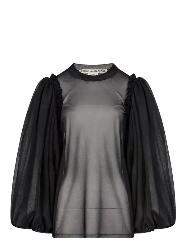Comme Des Garçons Sheer Puffed-sleeve T-shirt - Black
