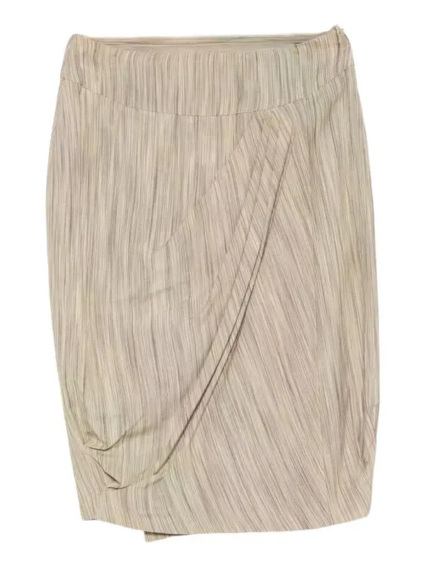 Giorgio Armani 1990s Draped Pinstripe Midi Skirt - Neutrals