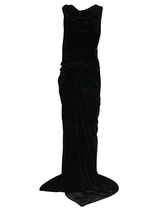 Rick Owens Draped Velvet Maxi Dress - Black
