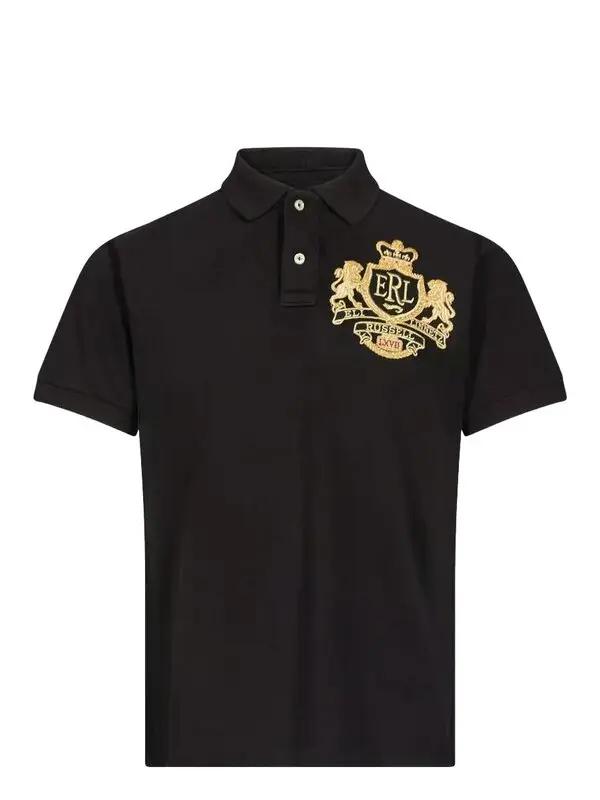 ERL Embroidered Crest Polo Shirt - Black