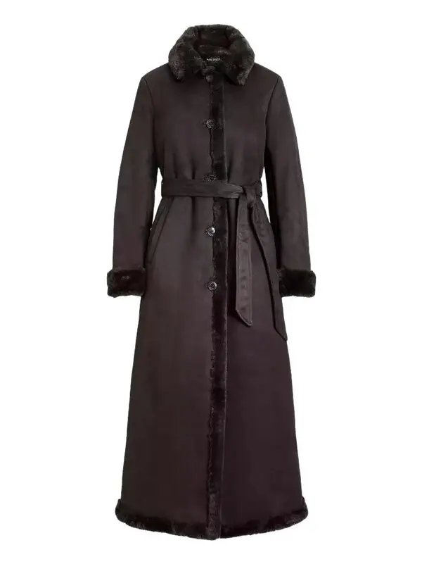 Ralph Lauren Faux-shearling Trimmed Belted Coat - Brown