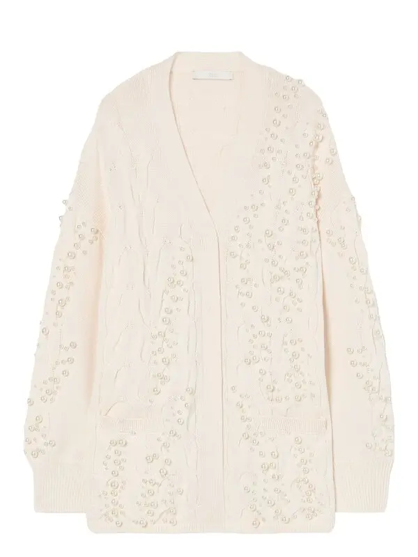 Marina Rinaldi Virgin Wool-blend Cardigan - Ivory