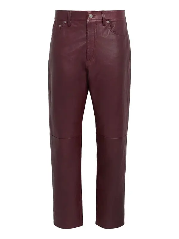 Polo Ralph Lauren Straight Leather Trousers - Red