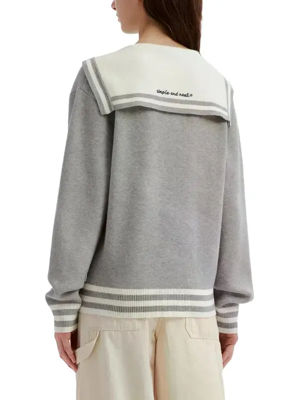 CHOCOOLATE Logo-patch Sailor-collar Sweater - Grey