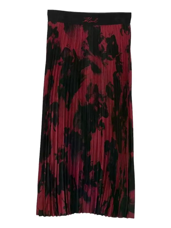 Karl Lagerfeld Floral-print Pleated Skirt - Red